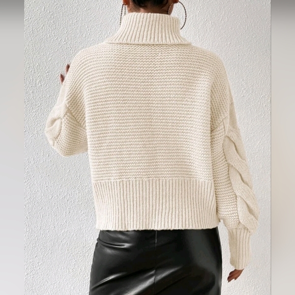 Sweaters | New Chic Chunky Cable Knit Turtleneck Sweater Top Off White ...